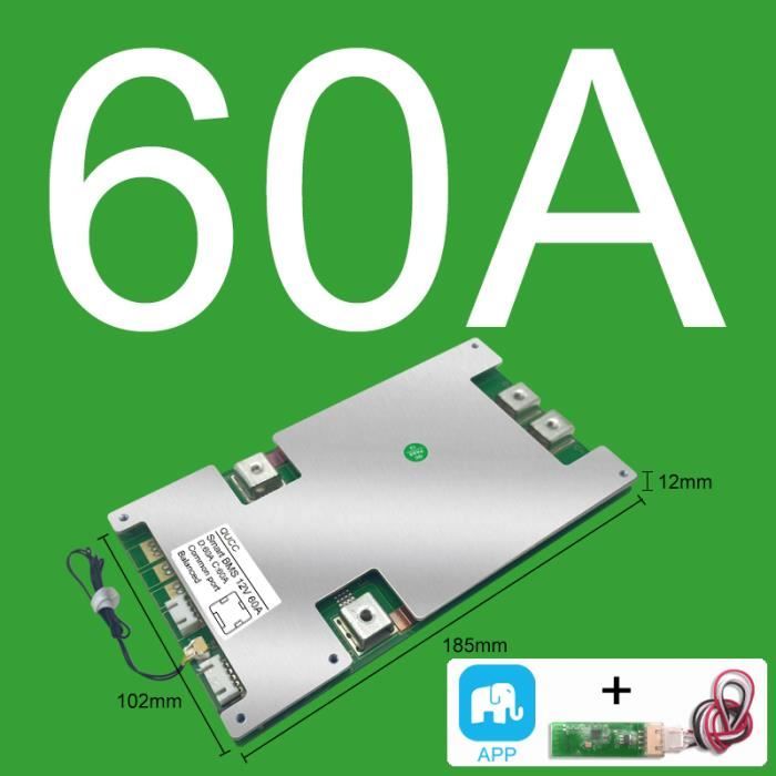 60A-Li-ion 4S UART-Qucc Smart Bms 4s Lifepo4 3s 12v Résiste À Une Haute ...