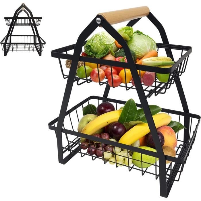 Corbeille À Fruits À 2 Étages - Porte-Fruits Amovible - Avec Poignée En ...