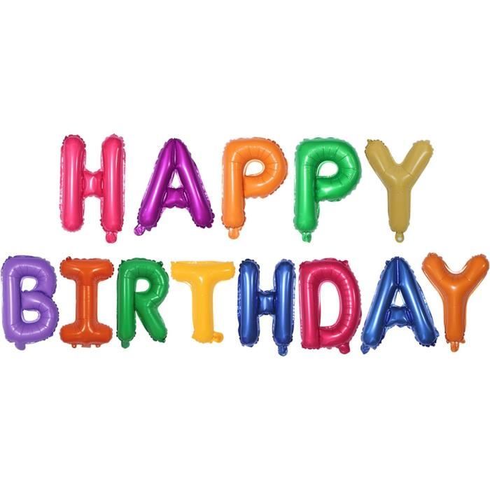 Ballon Joyeux Anniversaire Multicolore, Ballon Happy Birthday Coloré, Decoration Anniversaire ...