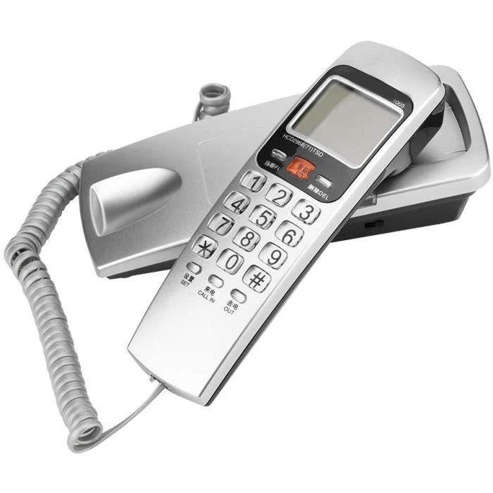 Téléphone Fixé Filaire, FSK-DTMF Téléphone Table-Murale Affichage ID avec Fonction Rappel ...
