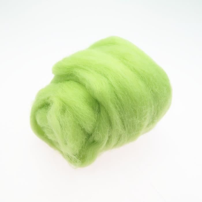 Mercerie créative,Fibre de laine 66S série couleur verte pour feutrage ...