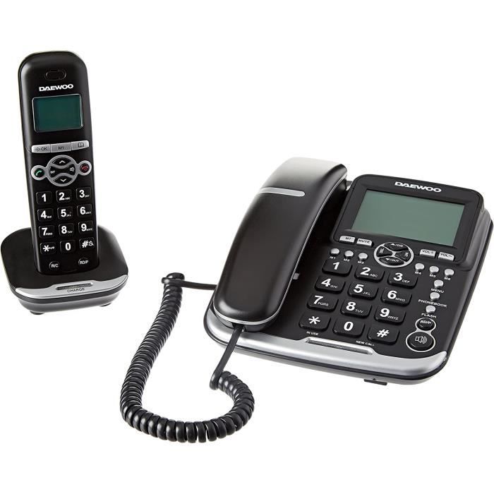 Combo téléphone DECT avec Fil - DAEWOO - DW0075 - Mains libres - Modo ...