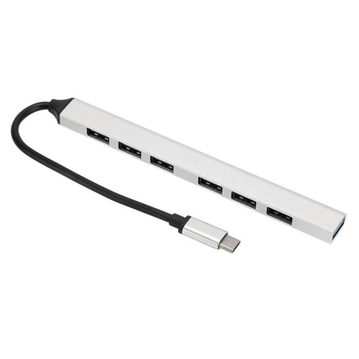 Fdit Concentrateur USB C 7 ports Hub USB C 3.0 Alliage d'aluminium 7 Ports 5.0Gbps Type C Hub ...