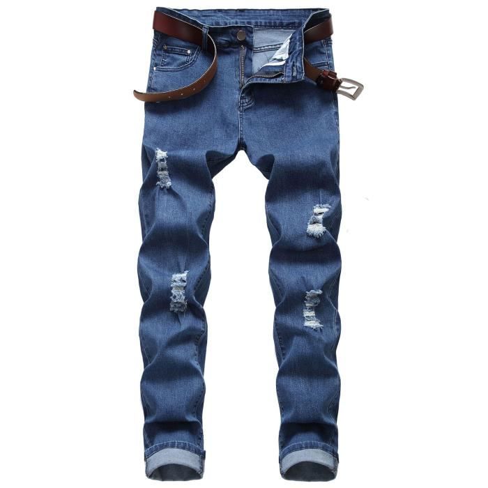 Jeans Hommes de Marque Luxe uni Slim et classique avec déchirures ...