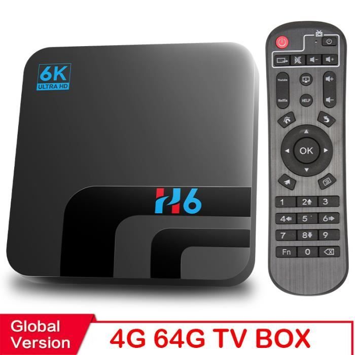 Décodeur réseau H6 H616 Android 10 Lecteur réseau HD 4k TV BOX 4+64G ...