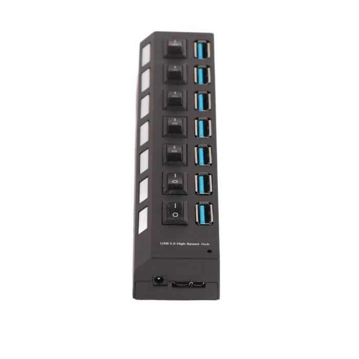 Hub USB 3.0 - QIILU - 7 Ports - Haute Vitesse - Plug and Play - Sûr et ...