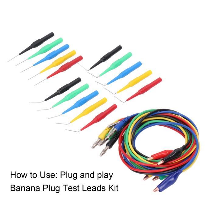 Kit de cordons de test avec fiche banane Clips nickelés Broches de ...