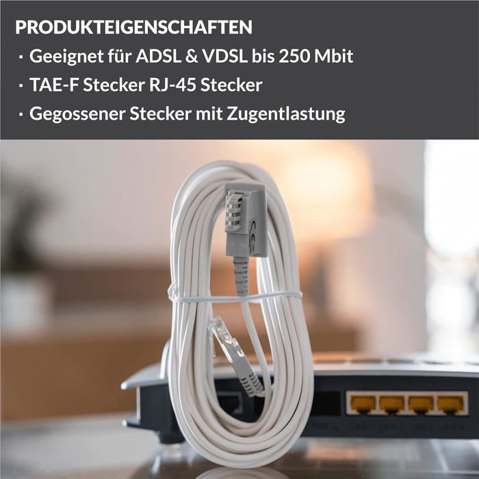 Câble DSL Fritzbox, Speedport, Easybox - Câble TAE RJ45 blanc - Câble ...