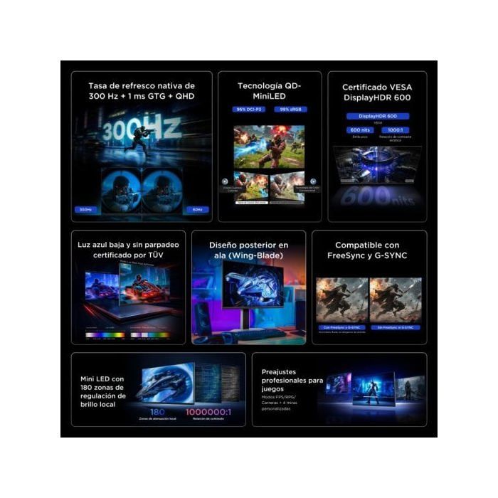 Monitor TCL 25G64 24.5" Mini LED Rapid IPS FHD 300Hz HDR600 FreeSync ...