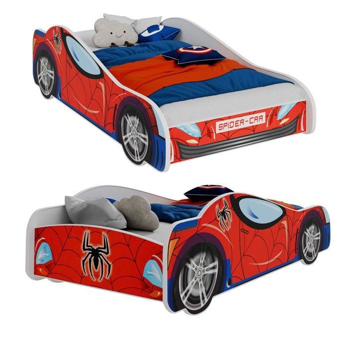 Lit enfant auto pour un garçon "Spider" 160x80 cm avec sommier ...