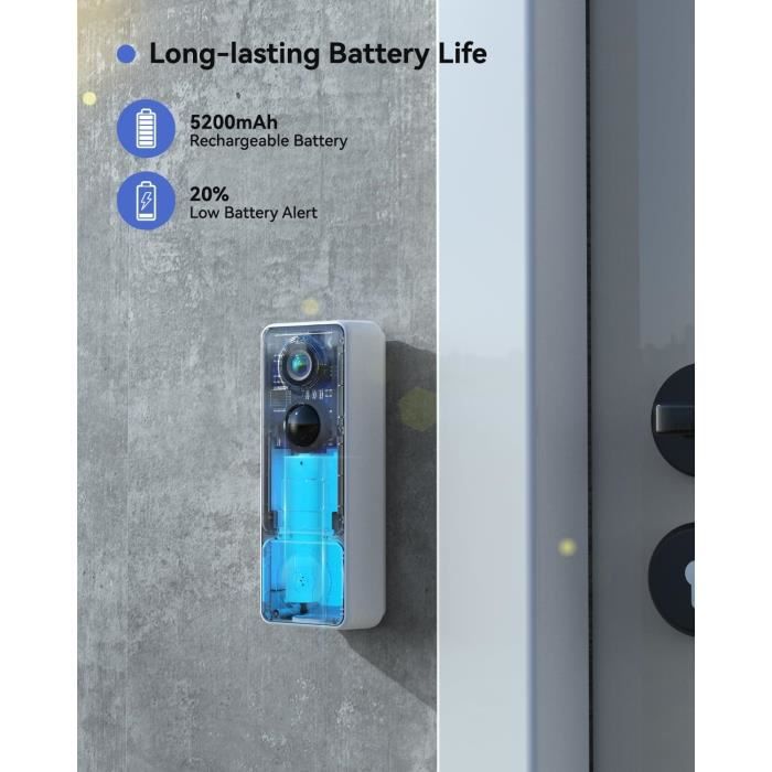 Sonnette Sans Fil Extérieure Avec Caméra 1080P, Visiophone Wifi Étanche ...