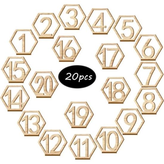 Numero de Table Mariage 1 à 20 Table de Fête Numéros Chiffres en Bois ...