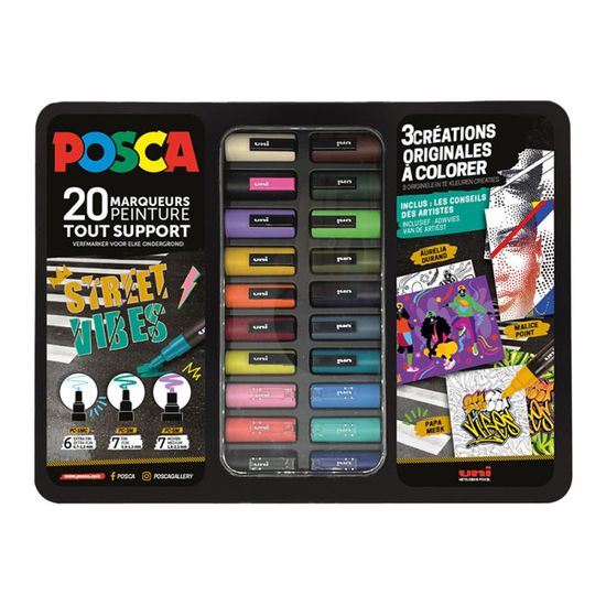 Mallette de marqueurs - Posca - Street Vibes - 20 marqueurs ...
