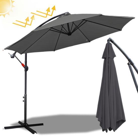 Ikodm Parasol Deporte Ø350cm Gris Protection UV et résistant aux ...