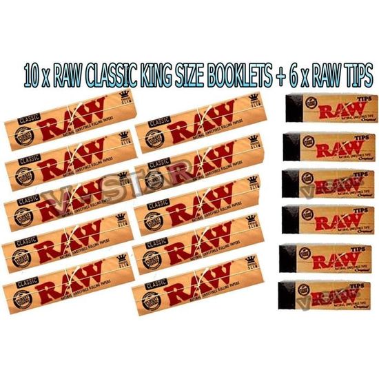 RAW RIZLA Lot de 16 feuilles de papier à rouler Classic King Size Slim ...