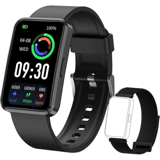 R5 Montre Connectée Homme - Avec Météo | Cadran Personnalisé | Cardiofréquencemètre | Podomètre ...