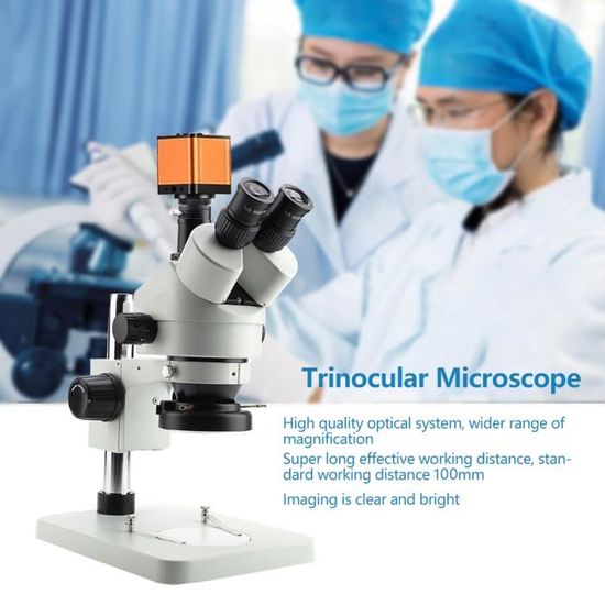 Microscope trinoculaire Grossissement Trinoculaire Stéréo, Zoom Microscope WF10X 20mm Oculaires ...