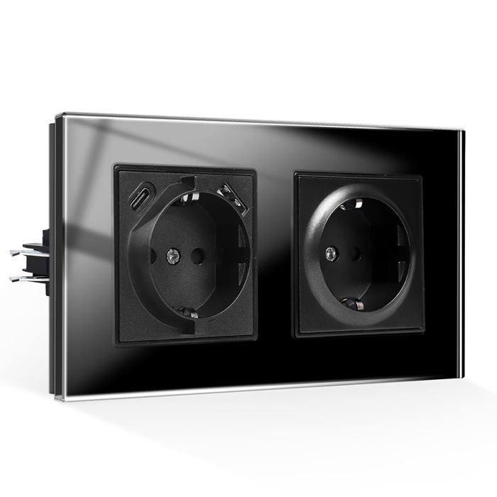 Double prise avec port USB, 1 × (port USB-A et port de type C max. 2, 1 ...