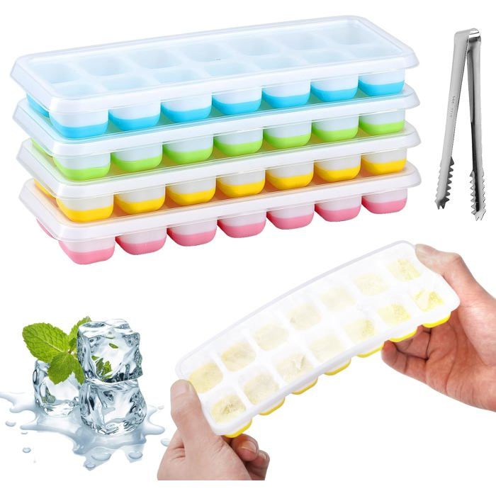 Set of 4 Stackable Ice Cube Trays BPA Free and Stackable Reusable Ice ...