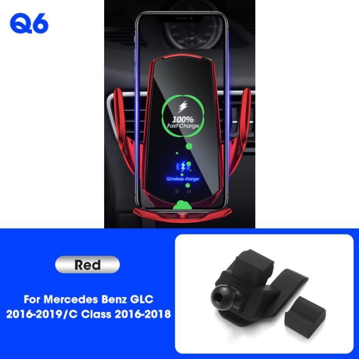 Couleur Q6 Rouge Chargeur de support de téléphone de voiture sans fil pour mercedes-benz GLC ...