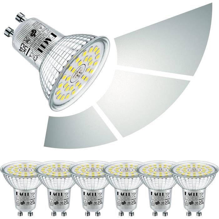 Ampoules Led Gu10 Blanc Froid, 6W Équivalent Halogène 85W, Lot De 6, Dimmable De 3 Niveaux ...
