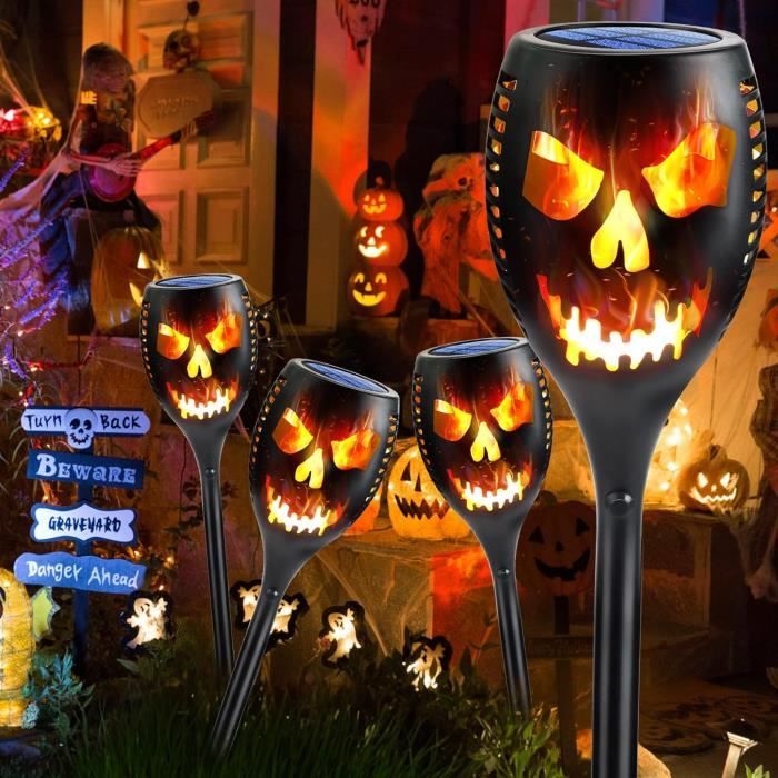 Balise solaire - Halloween Decoration - 4 Pack 51 LED - Blanc Chaud ...