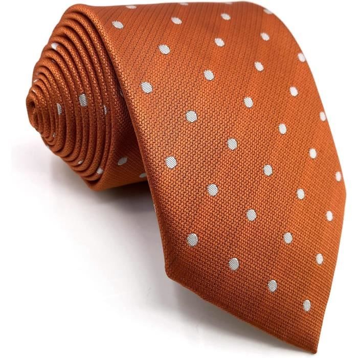 Dotty Cravates Homme Orange À Pois Blanc Cassé Business Wedding Slim ...