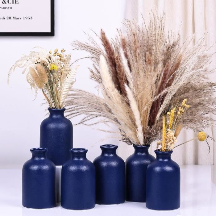 Lot de 6 vases bourgeons en céramique Bleue – Petit Vase Bleu ...