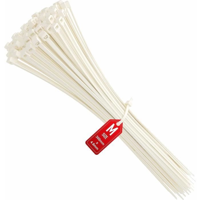 Collier de Serrage 300 mm x 4,8 mm, Attache Câble, Serre Câbles Rilsan ...