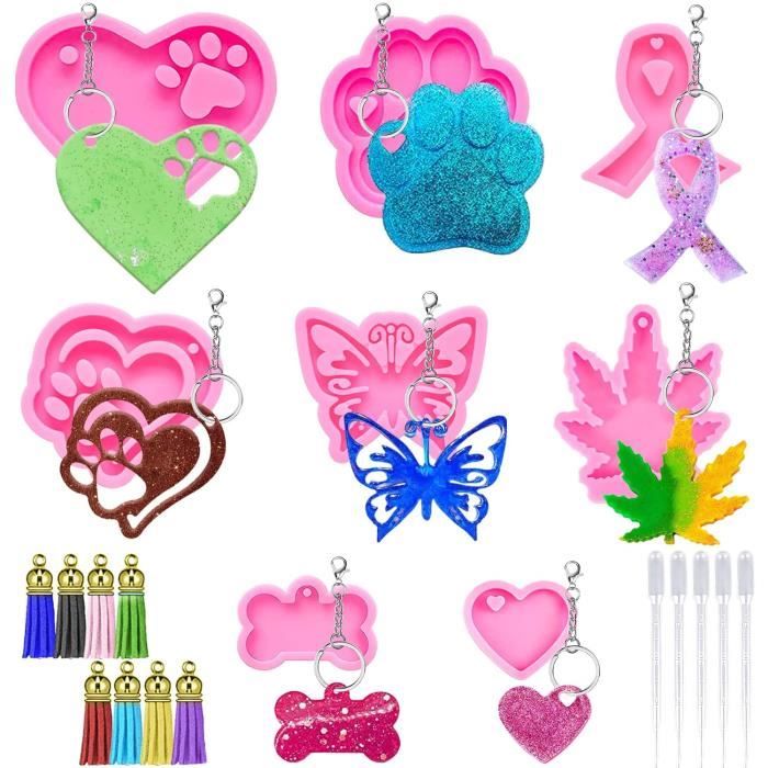 Moule Epoxy 8 PCS Moules en Résine pour Porte-Clés Attache Porte Clé et ...