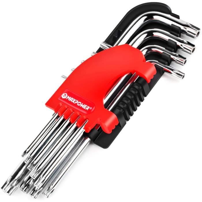 LIWI-Clé Allen Jeu de 9 Clé Torx Percée Coudée Etoile Clé Allen Manche ...