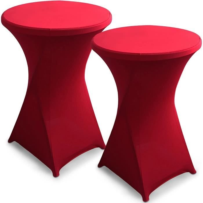 2 Pièces Housse De Table Ronde Extensible, Ø 80-85 Cm Housse Mange Debout Rouge[N4913 ...