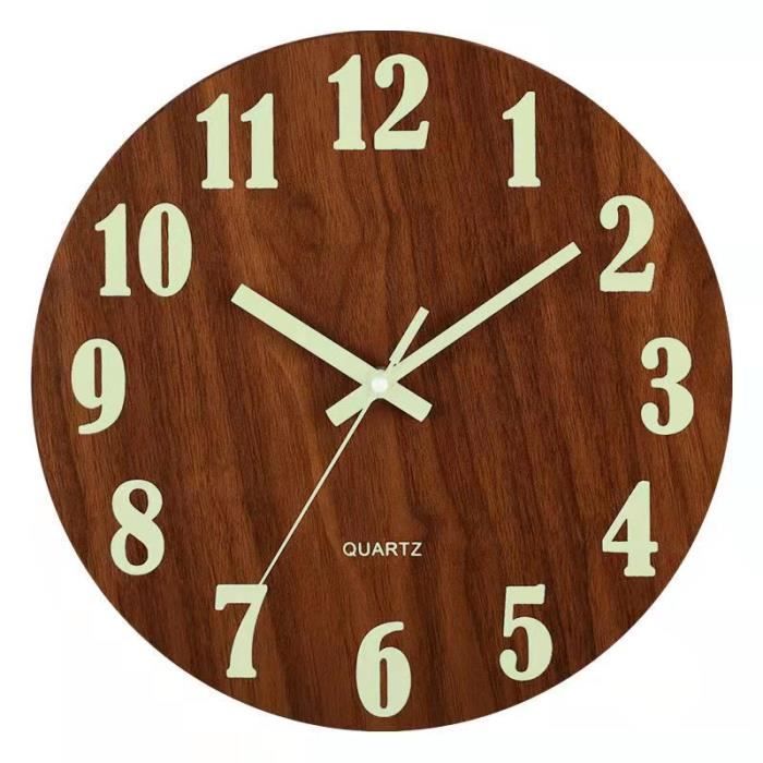 Horloge - pendule,Horloge murale en bois de 12 pouces,lumière ...