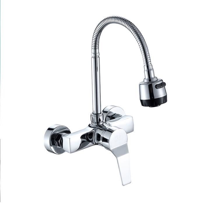 Robinets de cuisine,Robinet de lavabo chromé à poignée unique ...