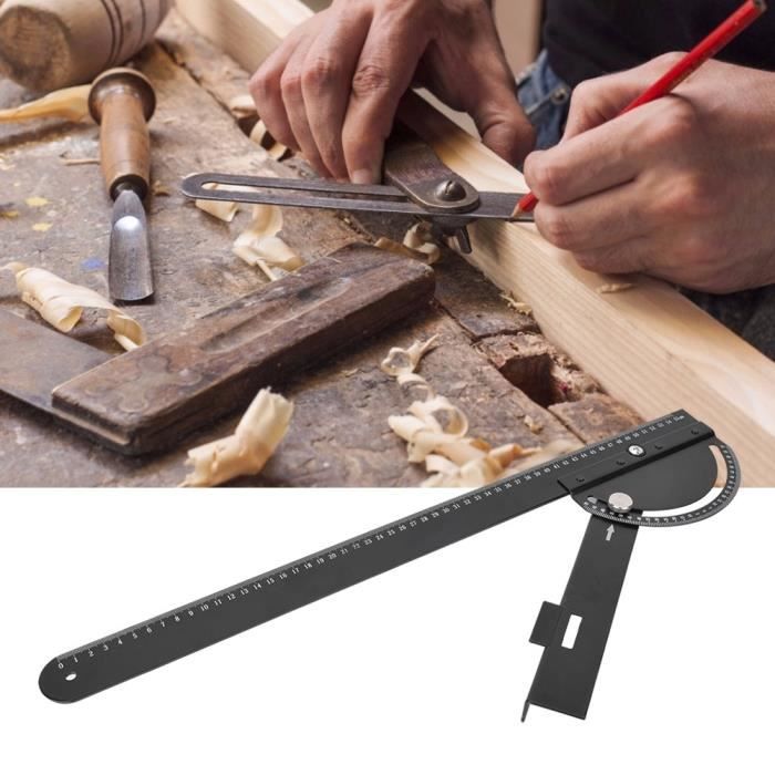 Cikonielf règle d'angle Règle de guidage mobile multifonctionnelle Outil de travail du bois de ...