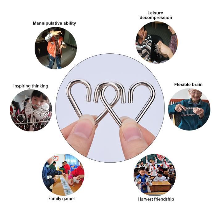 Drfeify 20Pcs Puzzles en Fil métallique Casse-tête Classique ...