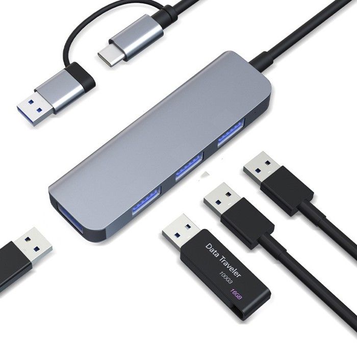 INF Double hub USB-C et USB-A avec 1 port USB3.0 et 3 ports USB2.0 ...