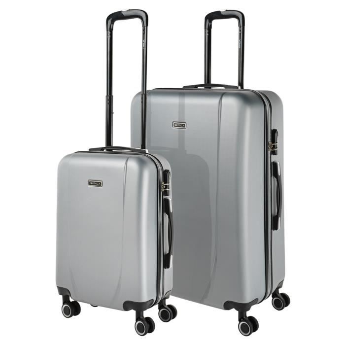 Set De Valise Avec Valise Cabine Et Grande Valise 71117 Argent