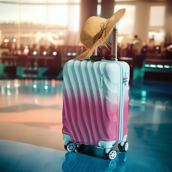 Valise - Jet Lag - Bicolore - Rose Et Vert - 23 X 34 X 55 Cm