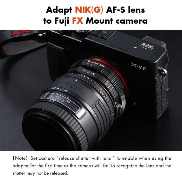 Adaptateur Objectifs Nikon Fujifilm X Monture M18115 NIKG-FX Pro K&F ...