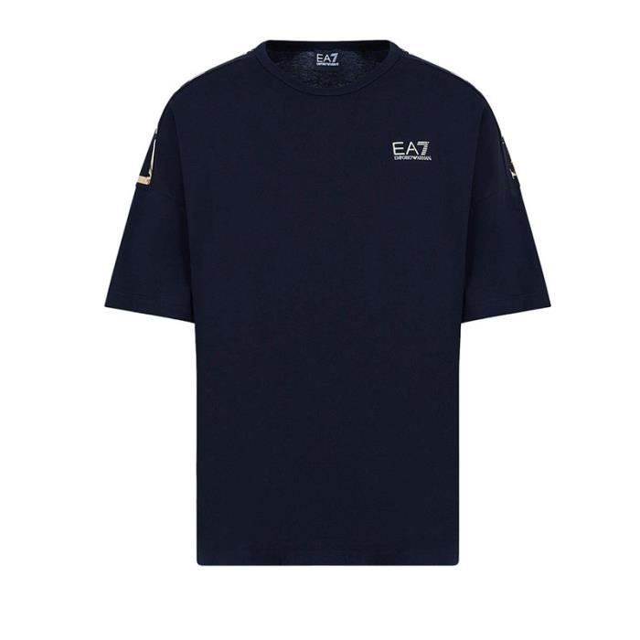 Tee shirt homme EA7 Emporio Armani 6RPT10 PJ7CZ 1554 Col ras du cou Manches courtes Logo EA7 Marine Marine Cdiscount Pret a Porter