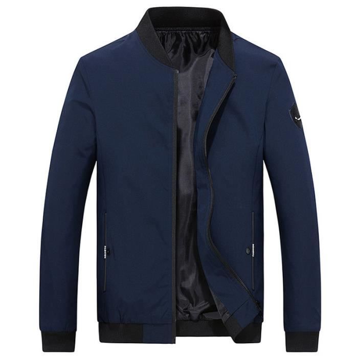 Blouson Homme Mi-saison Mode Couleur unie Slim Fit Veste Casual Coupe ...