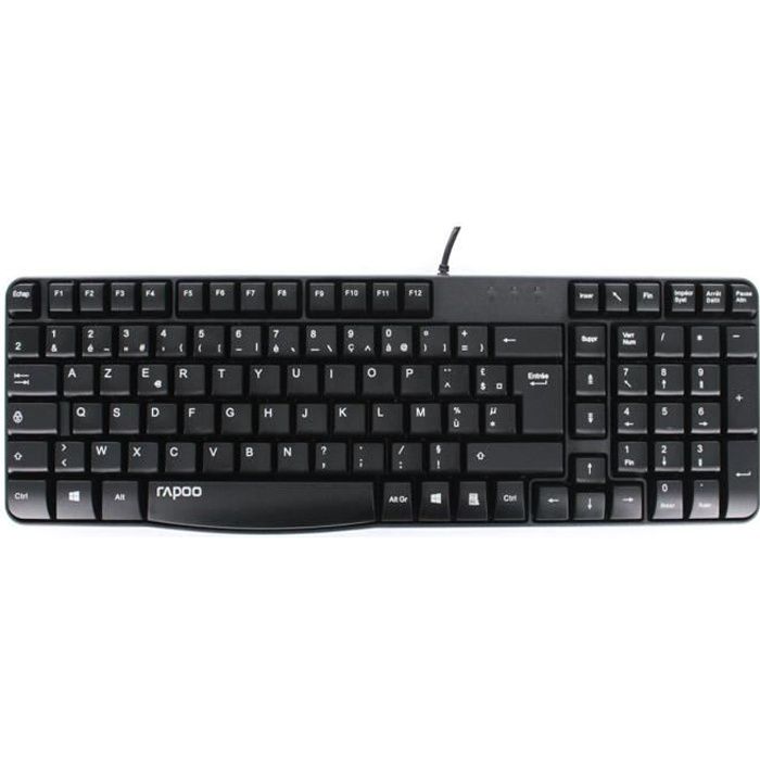 Clavier USB - RAPOO - N2400 - 104 touches - Filaire - Résistant aux ...