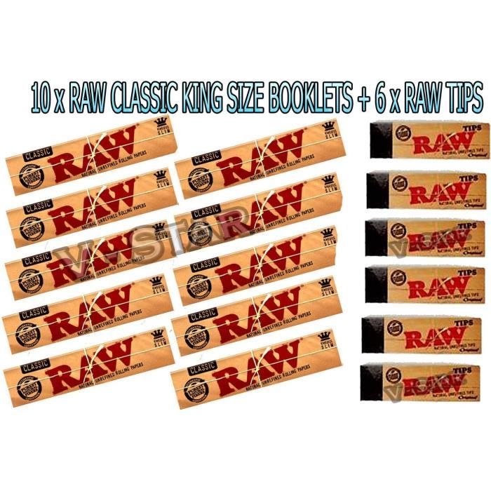 RAW RIZLA Lot de 16 feuilles de papier à rouler Classic King Size Slim ...