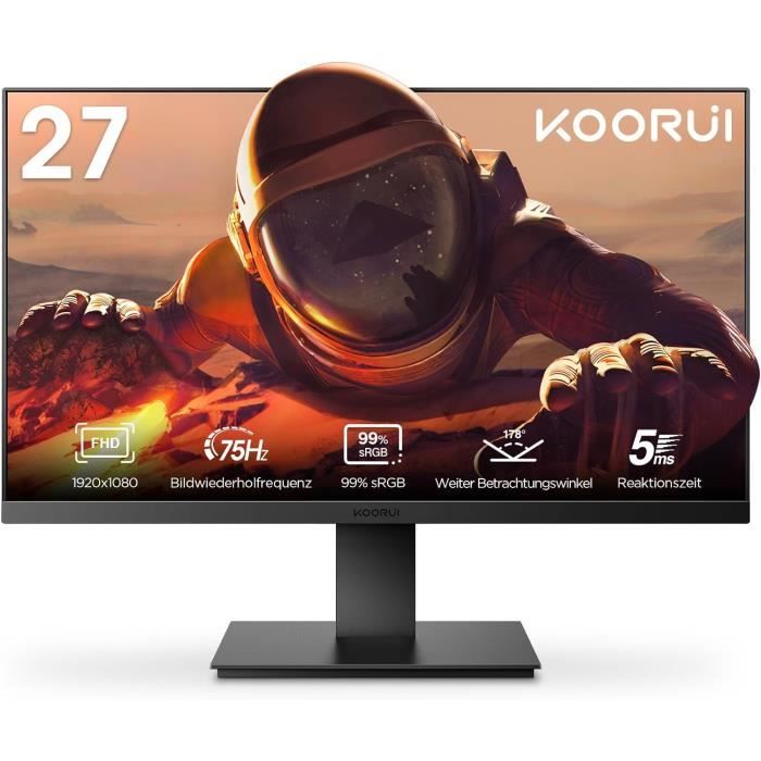 Ecran Pc 27 Pouces, Ips, Full Hd (1920 X 1080), 75Hz, 5Ms, 16:9, Vga ...