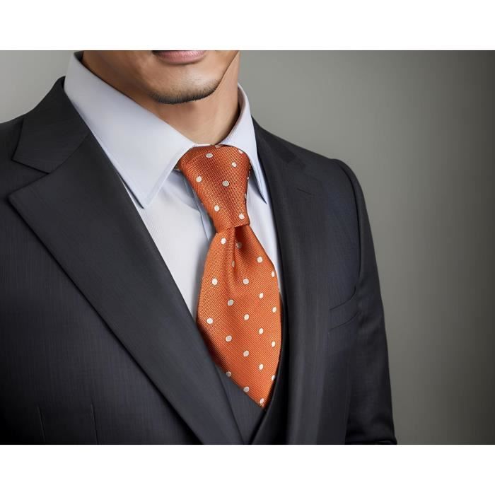 Dotty Cravates Homme Orange À Pois Blanc Cassé Business Wedding Slim ...