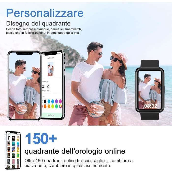 R5 Montre Connectée Homme - Avec Météo | Cadran Personnalisé | Cardiofréquencemètre | Podomètre ...