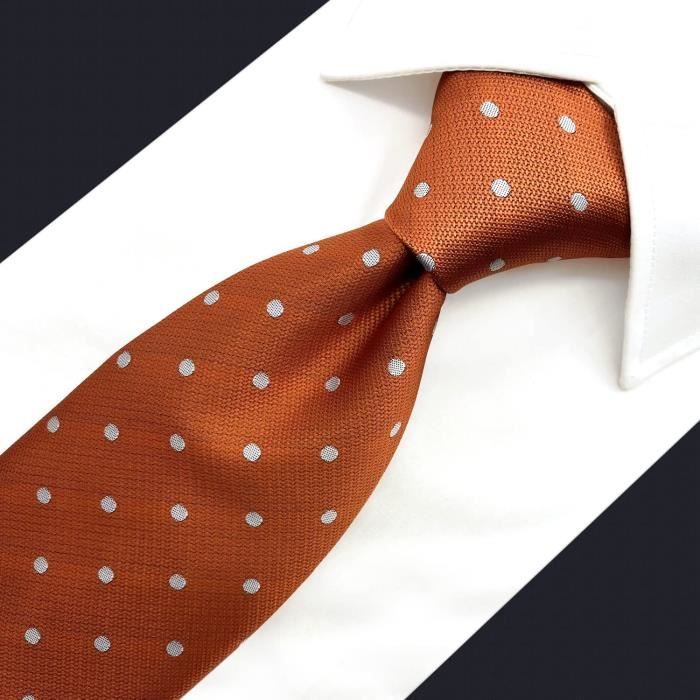 Dotty Cravates Homme Orange À Pois Blanc Cassé Business Wedding Slim ...