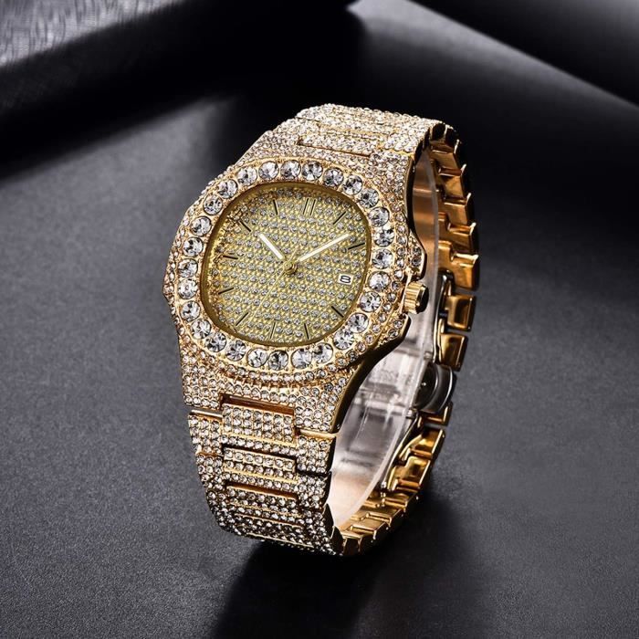 Montre Homme Diamant Luxe Diamant Anglais Montre Acier Inoxydable ...