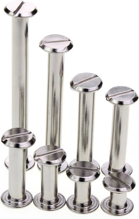 Lot De 100 Vis De Reliure Et Clous Rivetés, 5 Tailles, En Métal, Rond ...